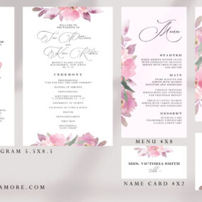 Floral day of wedding accessories, programs, menus {Albany design}